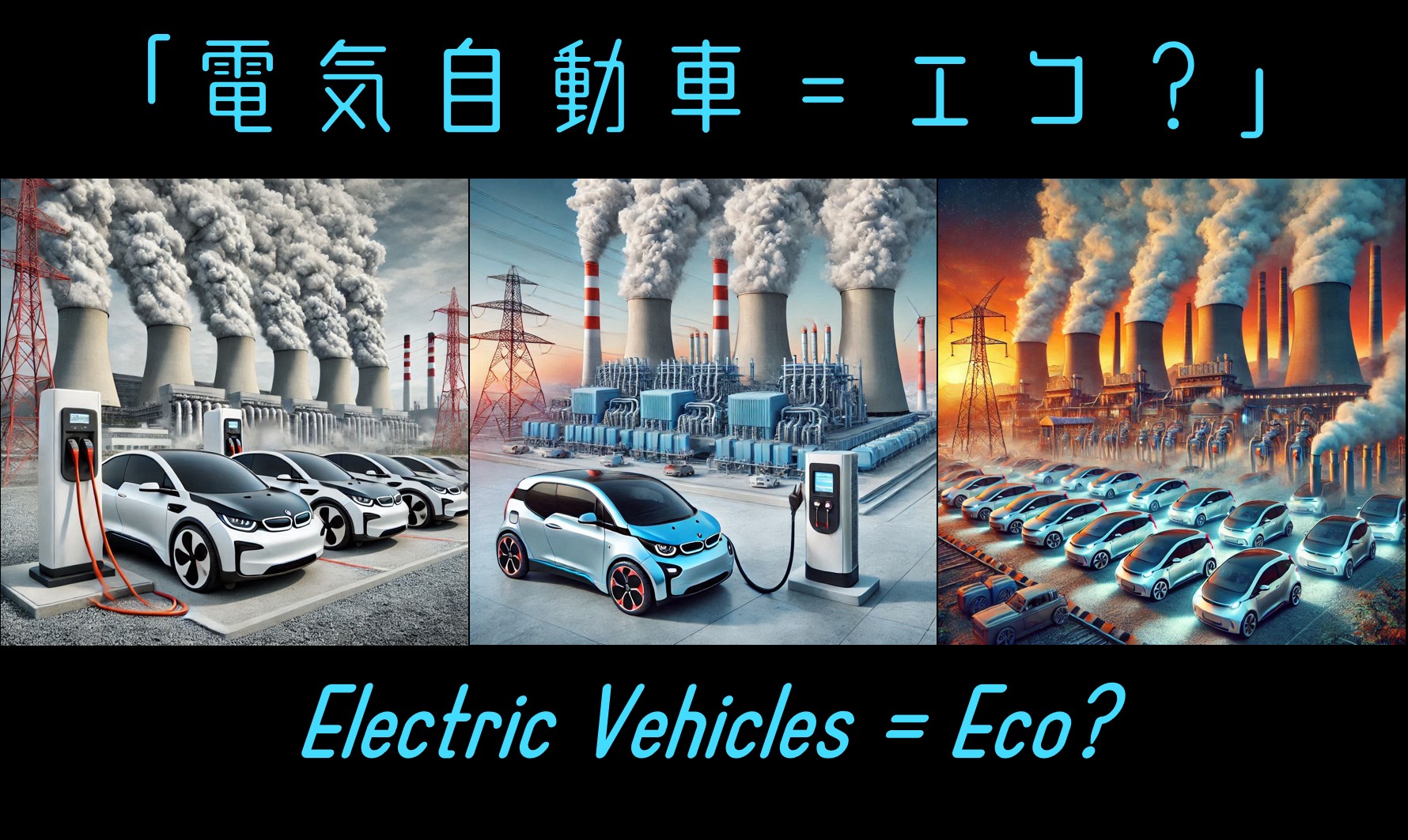 電気自動車＝エコ？（Electric Vehicles = Eco?） - AIで描く風刺画